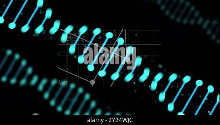 DNA strand image over scientific data and binary coding Stock Photo - Alamy