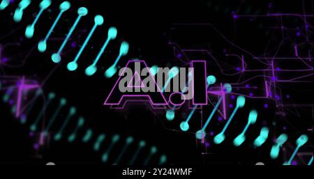 DNA strand image over digital lock and circuit background Stock Photo ...