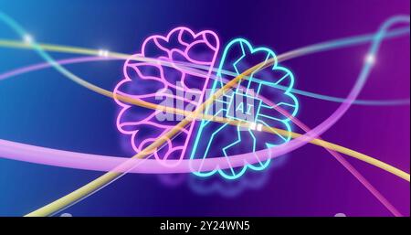 Image of digital brain spinning with ai text over connections Stock Photo - Alamy