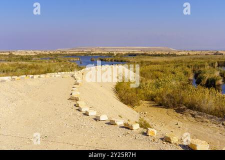 View of the Sodom Salt Marshes Observation Point and bird sanctuary ...
