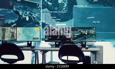 Federal agency command center equipped with surveillance and satellite ...