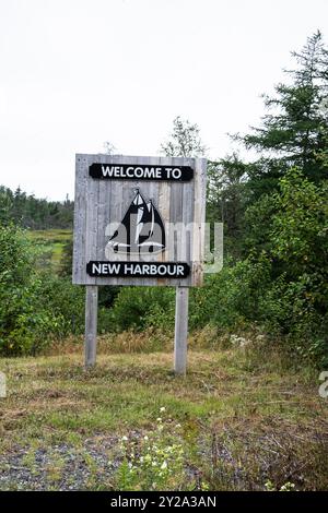 Welcome to New Harbour sign on NL 80 in Newfoundland & Labrador, Canada ...