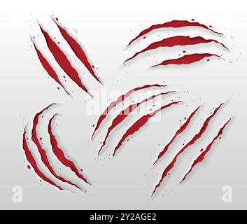 Bloody claw marks, realistic png set. 3D vector illustration of wild ...