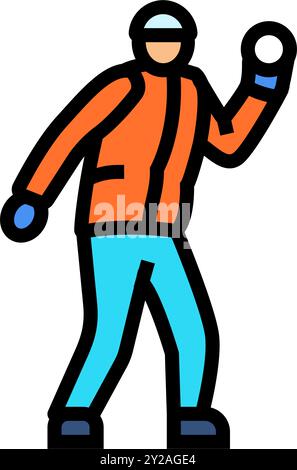snowball fight winter color icon vector. snowball fight winter sign ...