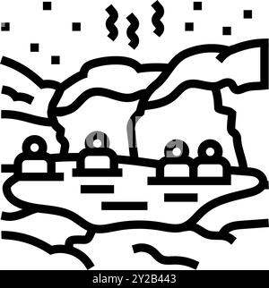 taking dip hot spring winter line icon vector illustration Stock Vector ...