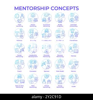 Mentorship blue gradient concept icons Stock Vector Image & Art - Alamy
