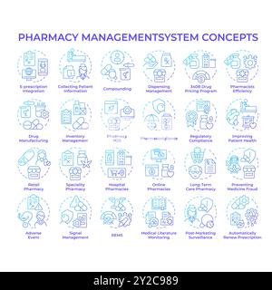 Pharmacy management system blue gradient concept icons Stock Vector ...