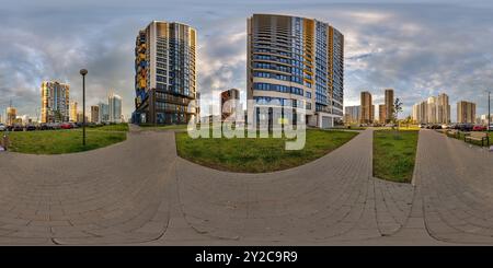 360° view of hdri 360 panorama near new skyscrapers and residential ...
