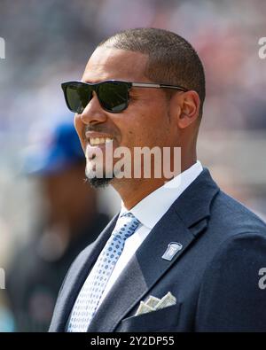 Chicago Bears general manager Ryan Poles is seen before an NFL football ...
