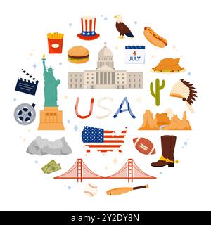 Travel to USA, culture, nature and city landmarks in infographic ...