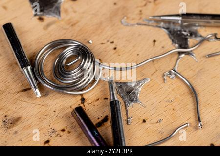 soft solder for soldering iron, twisted like a spring solder for repair ...