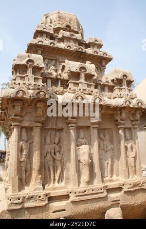 Monolithic rock carving, Temple, Pancha Ratha Complex, mythical beast ...
