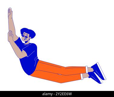 Threatened latin american man falling black and white 2D line cartoon ...