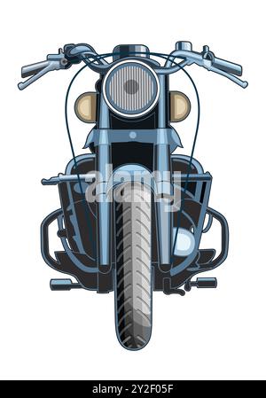 Classic motorcycle illustration front view on a white background Stock ...