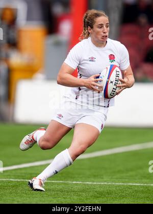 England's Abby Dow during the Women's Rugby World Cup 2025 pool A match ...