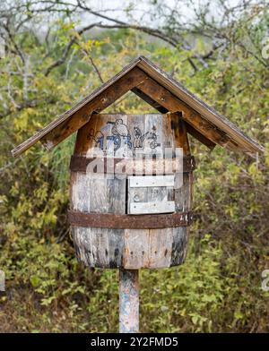 Floreana Island Post Office barrel, Galapagos Islands National Park ...