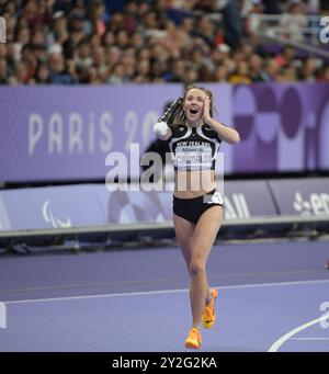 Anna Grimaldi of New Zealand competing in the women’s 200m T47 race at ...
