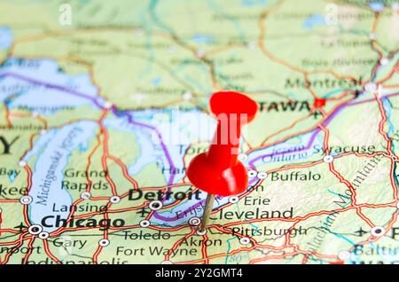 Akron, Ohio pin on map Stock Photo - Alamy