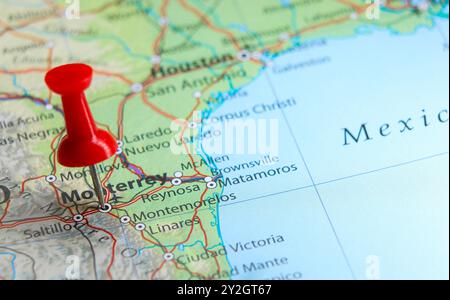 Monterrey, Mexico pin on map Stock Photo - Alamy