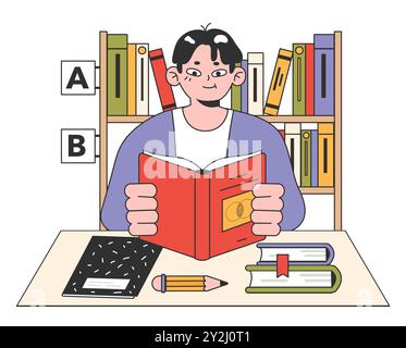 College university library as self study place cartoon composition ...