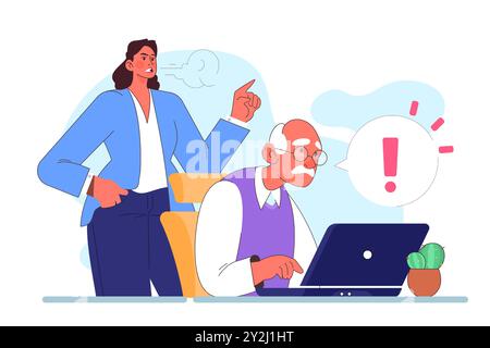 Male boss scolding female office worker Stock Vector Image & Art - Alamy