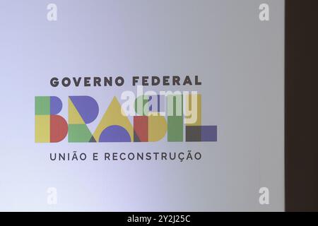 Brazilian government logo on the wall. Government of Brazil. Symbol and ...