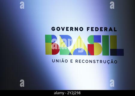Brazilian government logo on the wall. Government of Brazil. Symbol and ...