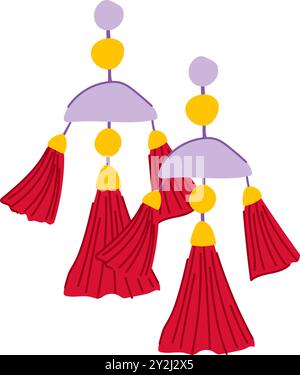 chic tassel earrings cartoon vector illustration Stock Vector Image ...