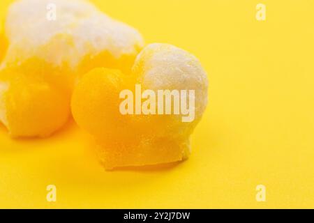 Yellow Freeze Dried Lemon Flavored Candy Isolated on a White Background ...