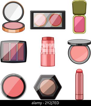 blush compact set cartoon vector illustration Stock Vector Image & Art ...