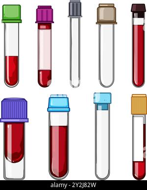 blood test vial set cartoon vector illustration Stock Vector Image ...