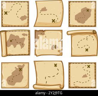 coastline nautical map cartoon vector illustration Stock Vector Image ...