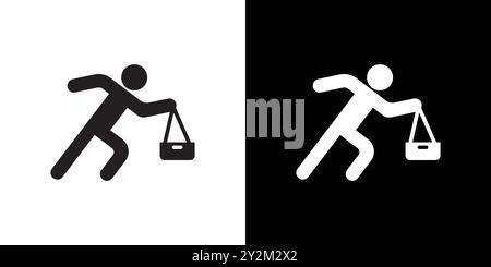 Purse snatcher icon Black line art vector in black and white outline ...