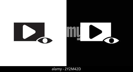 video Views icon Black line art vector in black and white outline set ...