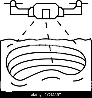 mining operations drone line icon vector illustration Stock Vector ...