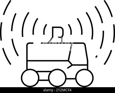 lidar sensors autonomous delivery line icon vector illustration Stock ...