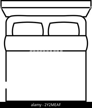double bed top view line icon vector illustration Stock Vector Image ...