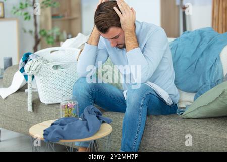 single father overwhelmed with household chores Stock Photo - Alamy