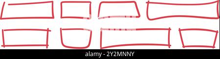 Free hand drawn rectangle frames set. Doodle rectangular shape ...