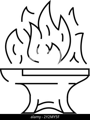 smithing blacksmith line icon vector illustration Stock Vector Image ...