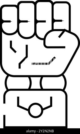 fist robot hand gesture line icon vector illustration Stock Vector ...