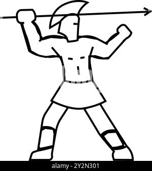 warior soldier roman greek line icon vector. warior soldier roman greek ...