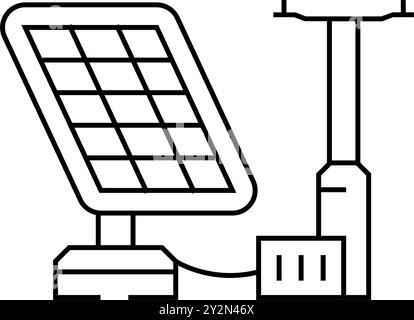 grid integration solar panel line icon vector illustration Stock Vector ...