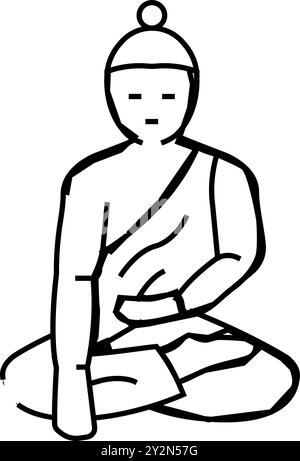 buddha siddhartha gautama line icon vector. buddha siddhartha gautama ...