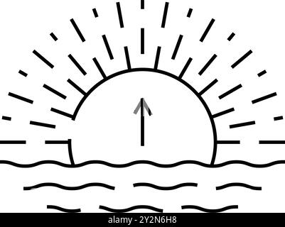 rising sun progress line icon vector. rising sun progress sign ...