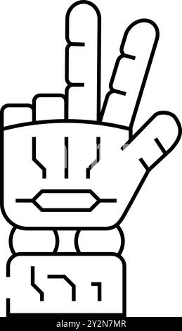 victory robot hand gesture line icon vector. victory robot hand gesture ...