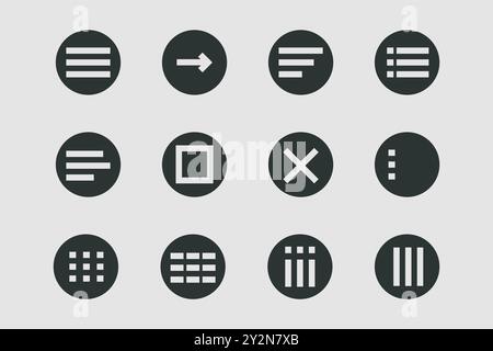 Menu for apps and web Hamburger Menu dropdown in circle. Set interface ...
