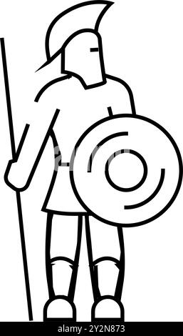 warior ancient soldier line icon vector. warior ancient soldier sign ...