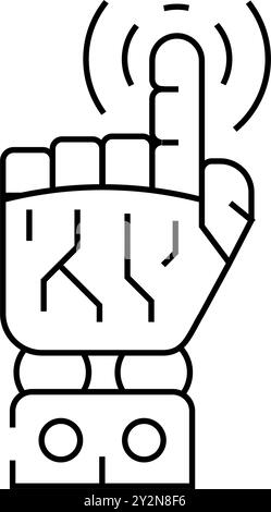 pointer robot hand gesture line icon vector illustration Stock Vector ...