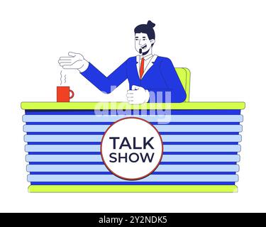 Talk show panel table 2D cartoon object Stock Vector Image & Art - Alamy